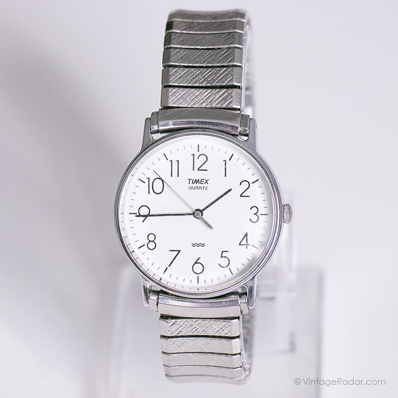 Vintage Silver-tone Timex Quartz Watch | Retro Minimalist Timex Watch ...