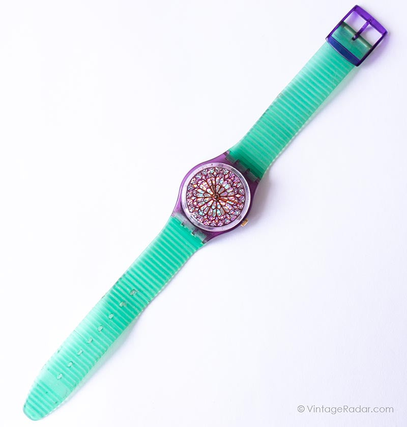 1994 Swatch GV108 QUASIMODO Watch | Purple Mandala Swatch Gent Watch ...