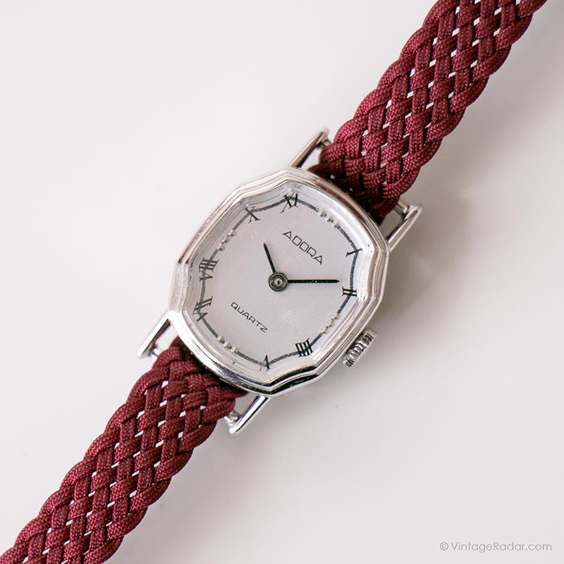 Vintage Adora Quartz Watch for Her | Roman Numerals Red Strap Watch ...