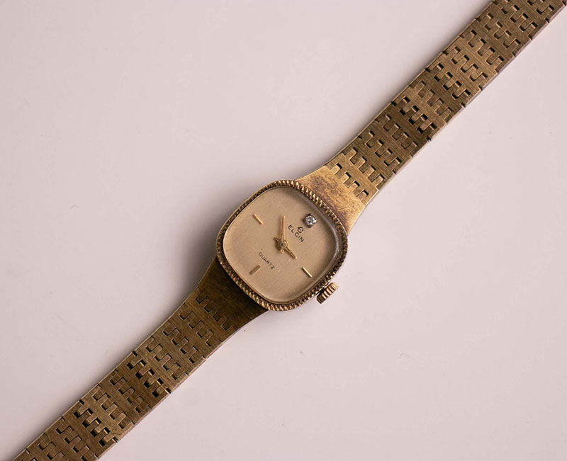 Gold-tone Square Elgin Quartz Watch for Women | Vintage Elgin Watch ...