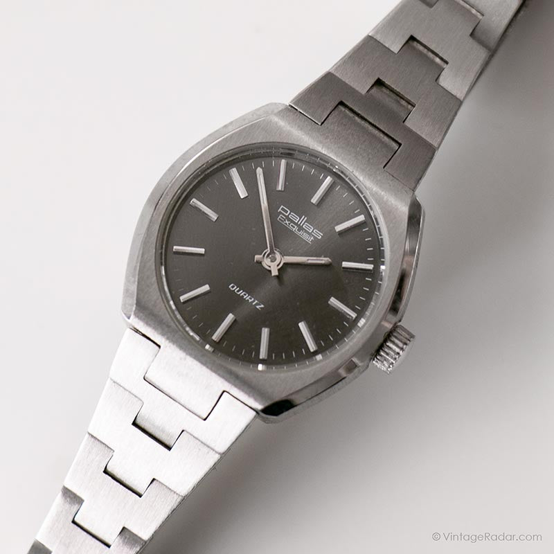 Vintage Pallas Exquisit Quartz Watch | Black Dial Watch for Ladies ...