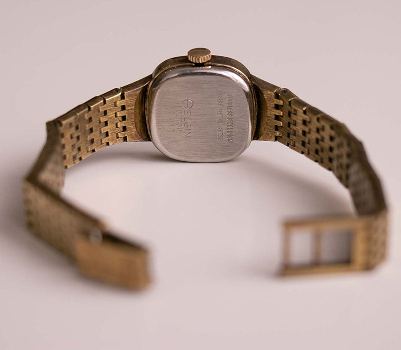 Gold-tone Square Elgin Quartz Watch for Women | Vintage Elgin Watch ...