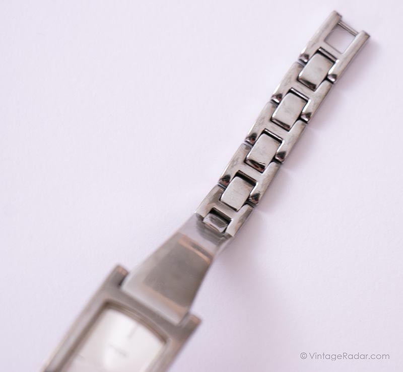 Vintage Rectangular Guess Watch for Her | Silver-tone Watch Tiny Wrist ...