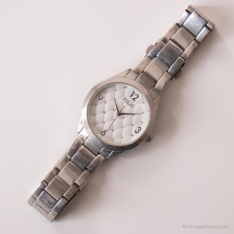 Vintage Silver-tone Folio Watch | Ladies Round Dial Japan Quartz Watch ...