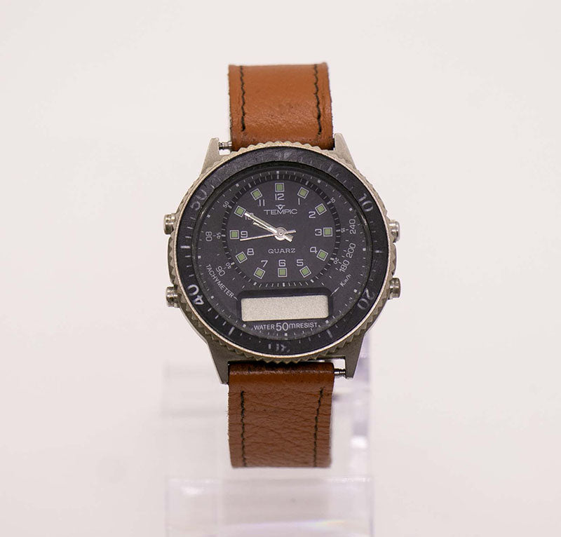 Digital Analog Tempic Vintage Watch | 90s Tempic Tachymeter Watch ...