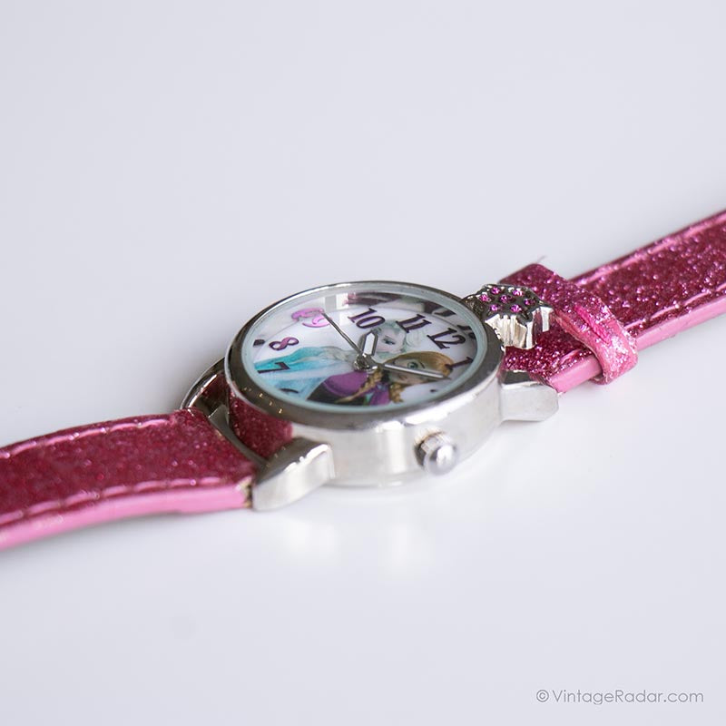 Silver-tone Elsa and Anna Watch | Vintage Pink Strap Wristwatch ...