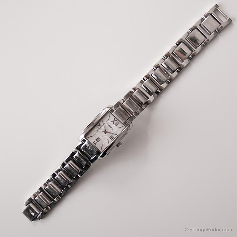 Vintage Rectangular Fossil Watch | Elegant Office Date Watch for Women ...