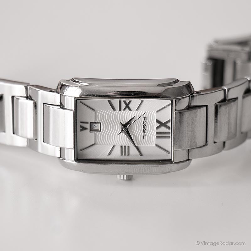 Vintage Rectangular Fossil Watch | Elegant Office Date Watch for Women ...
