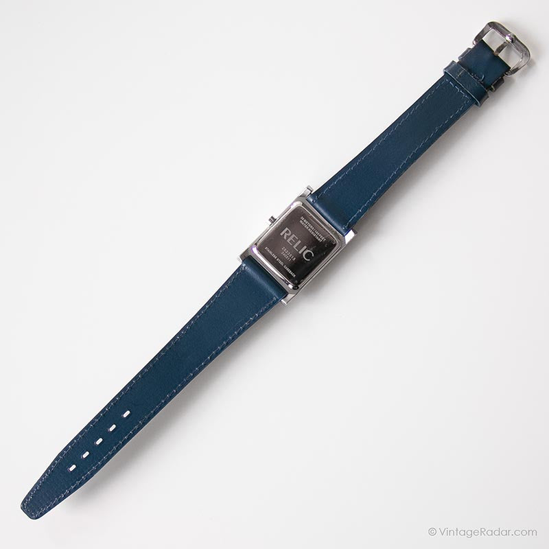 Vintage Rectangular Relic Watch | Blue Leather Women's Watch – Vintage ...
