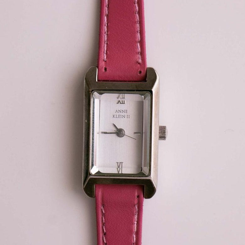 Ladies Small Anne Klein II Watch with a Pink Leather Strap – Vintage Radar