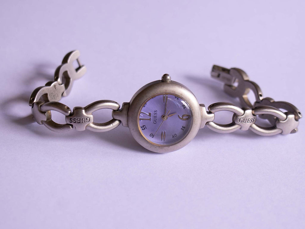 Purple Dial Guess Watch for Women | Silver-tone Guess Quartz Watch ...