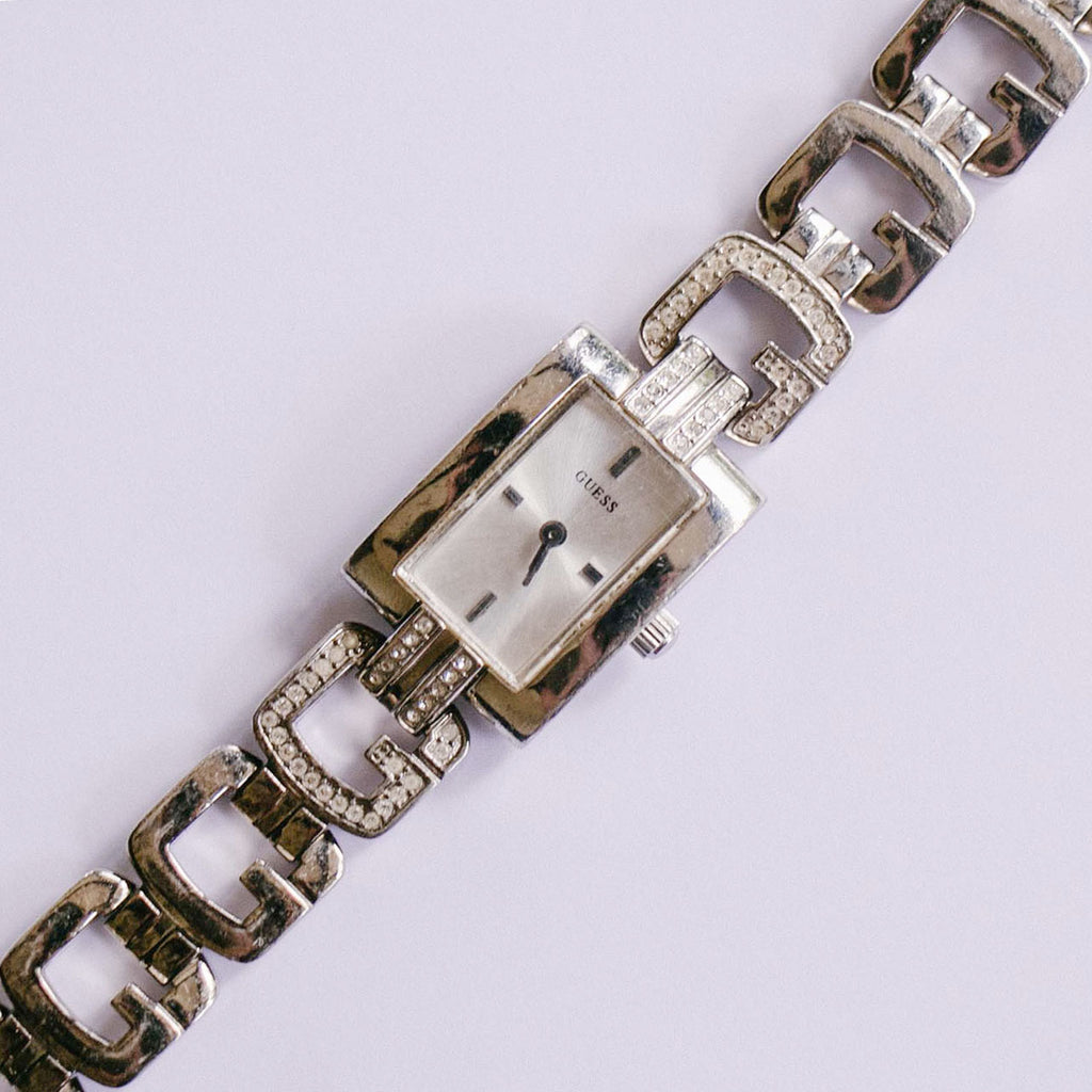 Retro Minimalist Guess Watch for Women | Luxury Silver-tone Watch ...