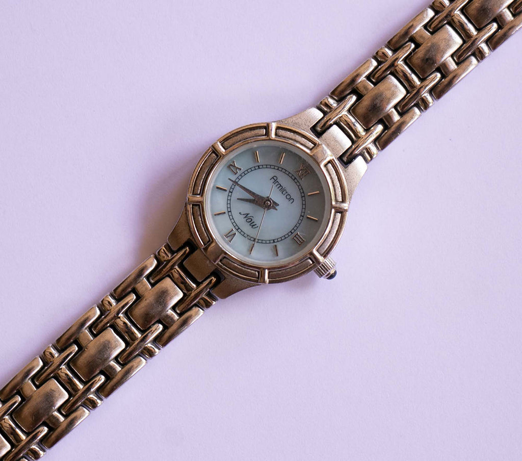 Silver-tone Armitron Quartz Watch with Blue Dial | Ladies Wristwatch ...