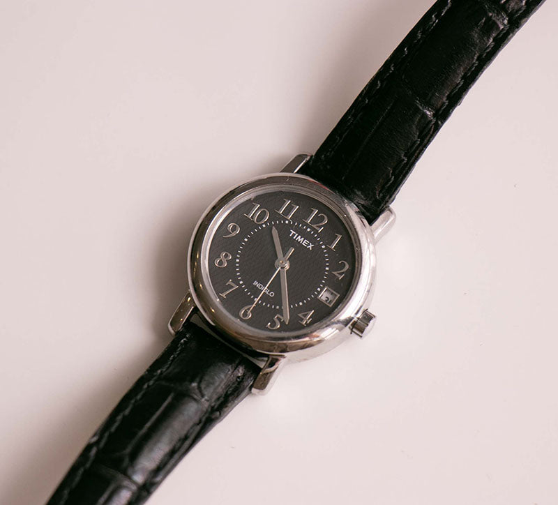 Tiny Black Dial Timex Indiglo Date Watch | Vintage Timex Women's Watch ...