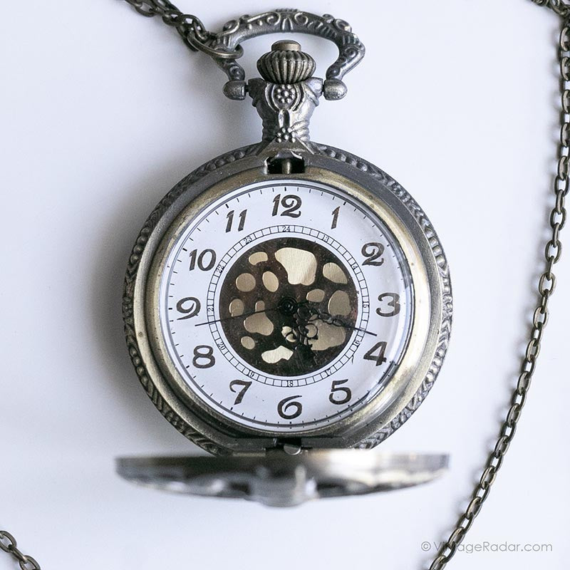 Vintage Skeleton Pocket Watch | Gold-tone Vest Watch – Vintage Radar