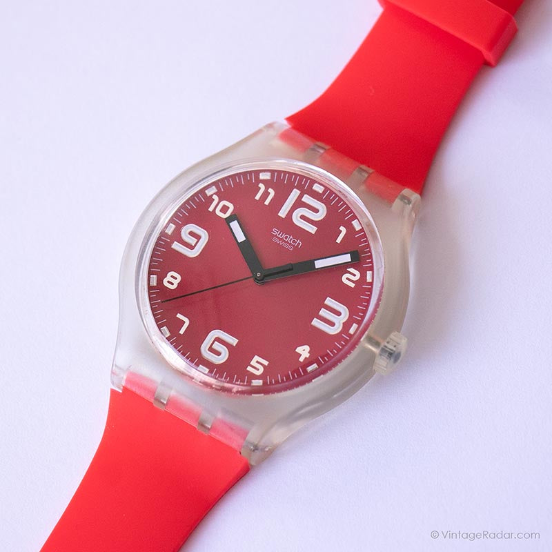 Vintage 2002 Swatch SUDK104D VIDA LOCA Watch | Large Red Swatch Watch ...