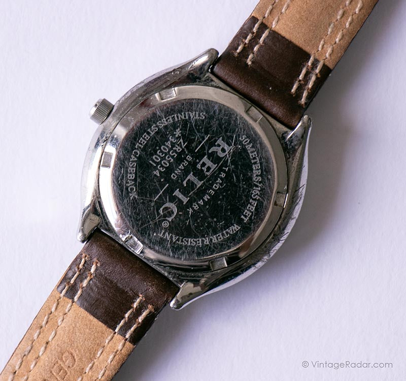 Retro Silver-tone Rectangular Relic Watch for Ladies with Brown Strap ...