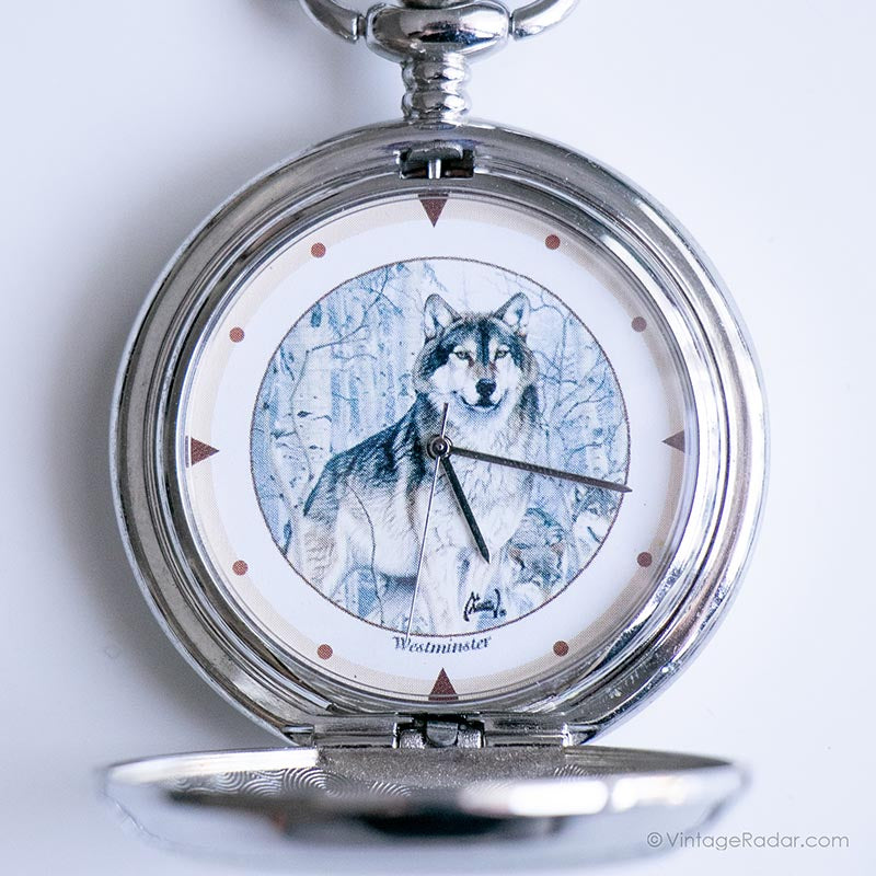 Vintage Wolf Pocket Watch | Animal Pocket Watch – Vintage Radar