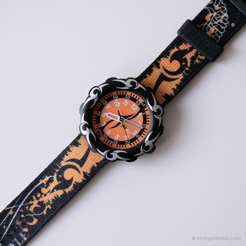 Vintage 2006 Tribal Flik Flak Watch by Swatch | Black and Orange Watch ...
