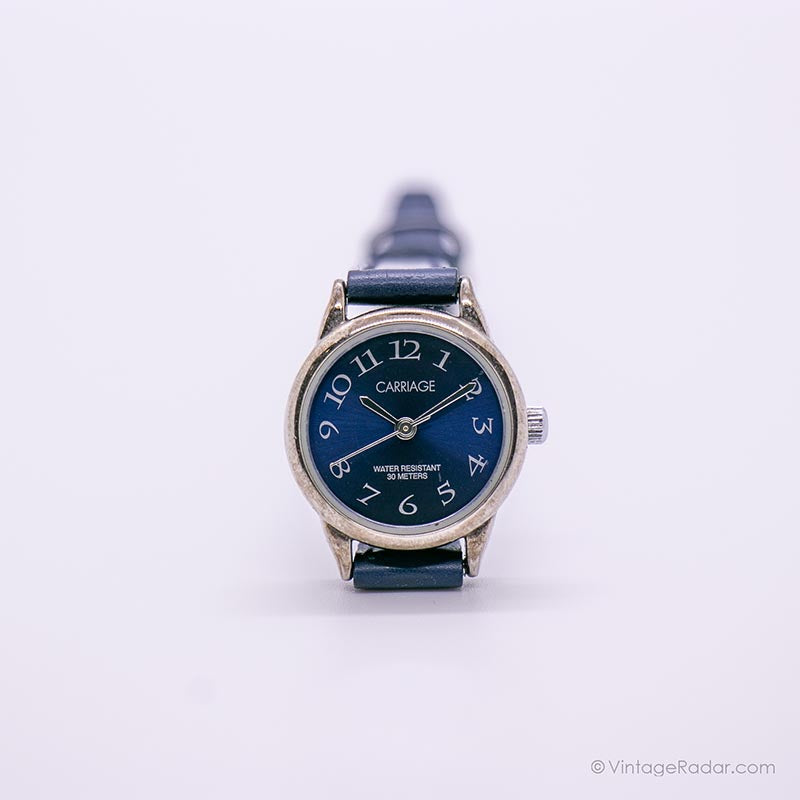 Vintage Blue-Dial Carriage by Timex Watch | Tiny Navy Women's Watch ...