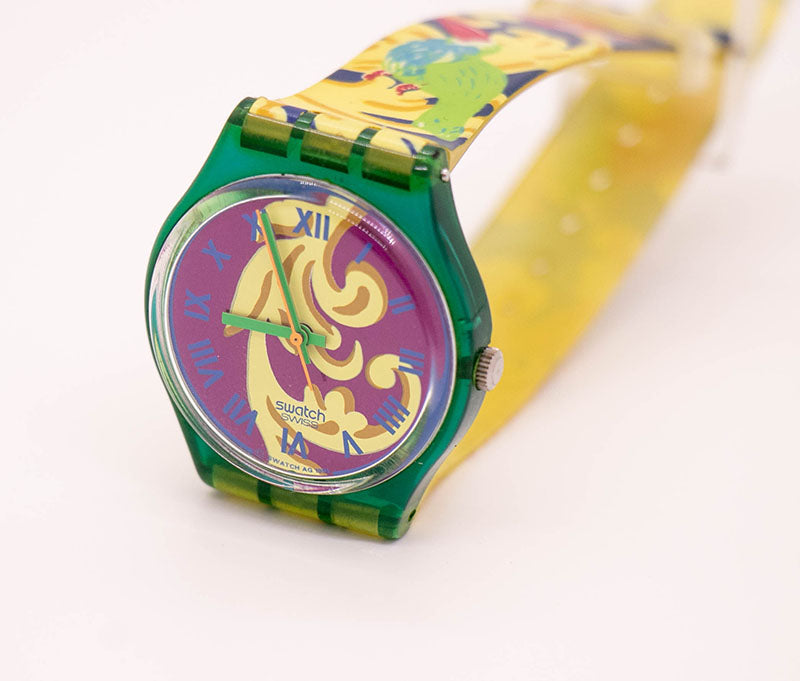 1994 Swatch GN119 PERROQUET Watch | Colorful Baroque Style Swatch Gent ...