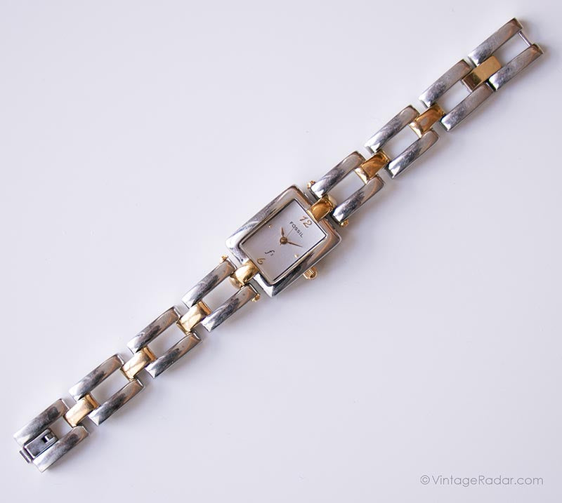 Vintage Rectangular Fossil F2 Solid Stainless Steel Watch for Women ...