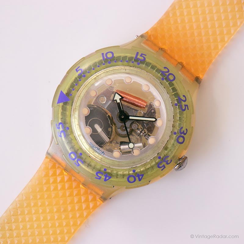 1991 Swatch SDK104 JELLY BUBBLES Watch | Vintage Yellow Swatch Scuba ...