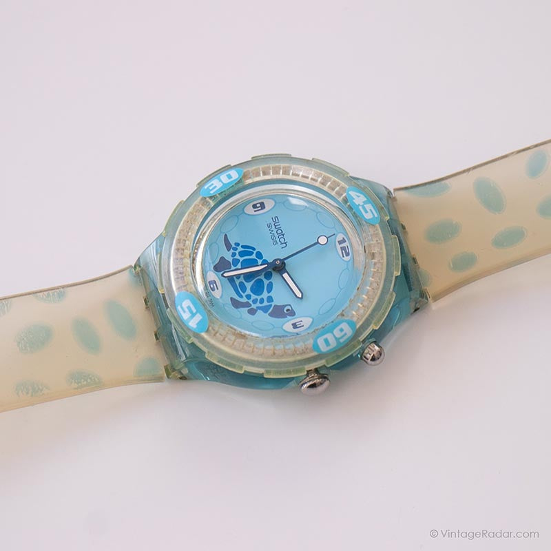 2002 Swatch SDN911 TARTARUGA Watch | Vintage Blue Turtle Swatch Scuba ...