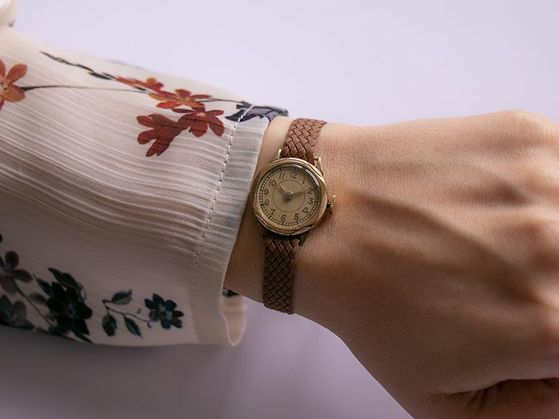 RARE 1960s Vintage Gold-Plated Women's German Watch with Yellow Dial ...