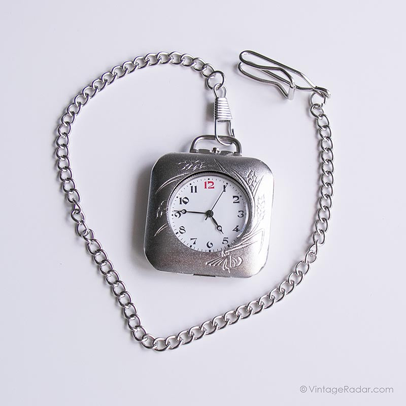 Vintage Square Pocket Watch | Collectible Floral Pocket Watch – Vintage ...