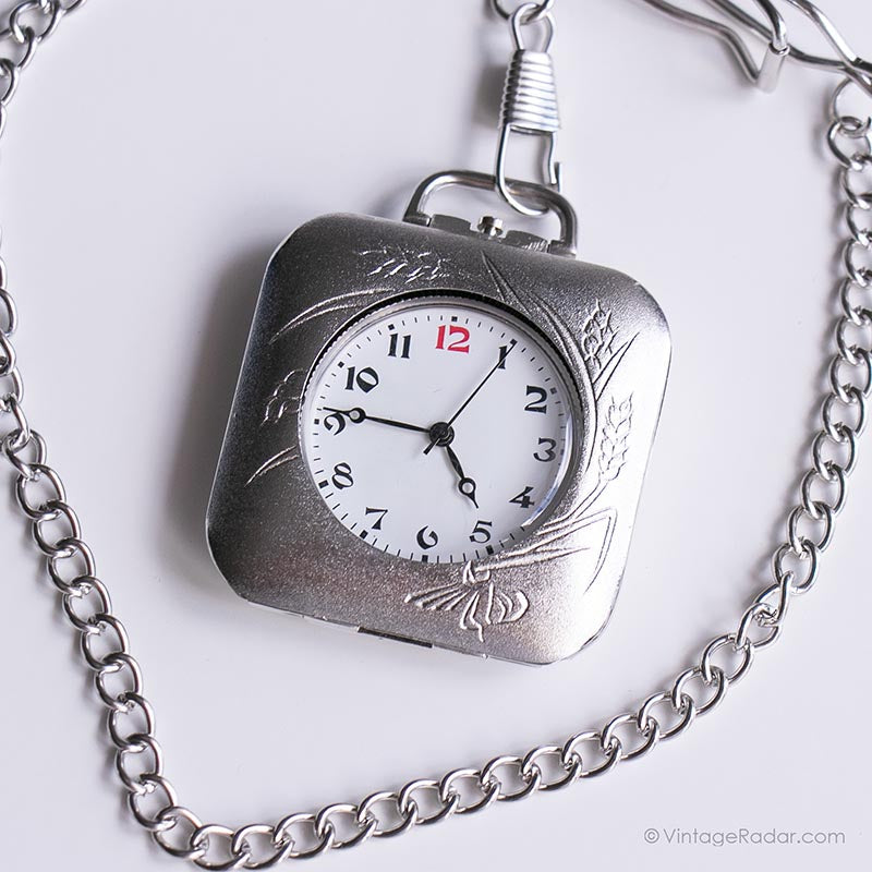 Vintage Square Pocket Watch | Collectible Floral Pocket Watch – Vintage ...