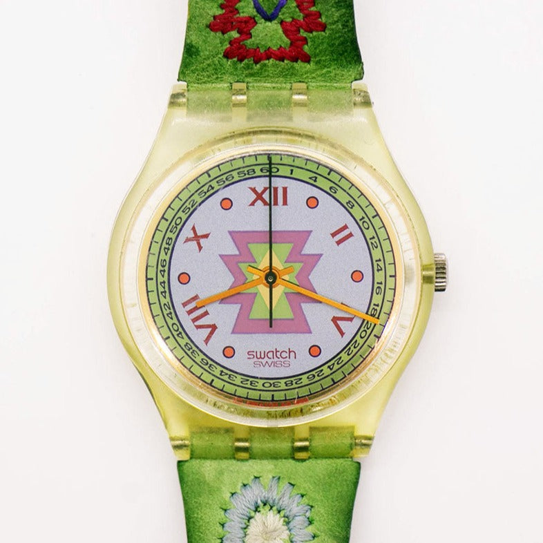 1993 Swatch GK154 CUZCO Watch | Vintage Hippie Green Swatch Watch ...