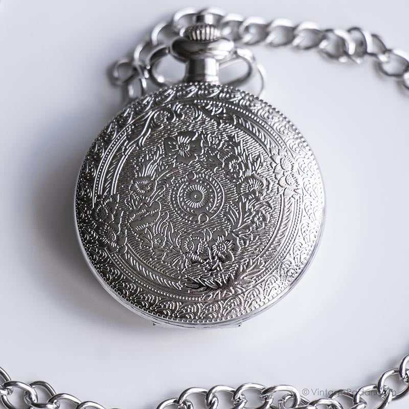 Vintage Silver-tone Royal Pocket Watch with Coat of Arms Design ...