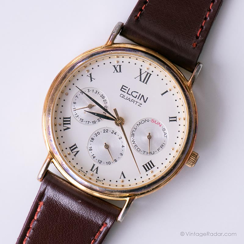 Elgin Calendar Quartz Watch | Vintage Date Watch for Men – Vintage Radar