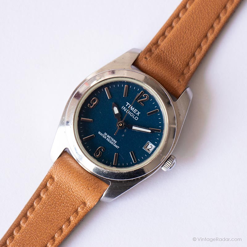 Vintage Timex Indiglo Date Watch | Blue Dial Quartz Watch for Ladies – Vintage Radar