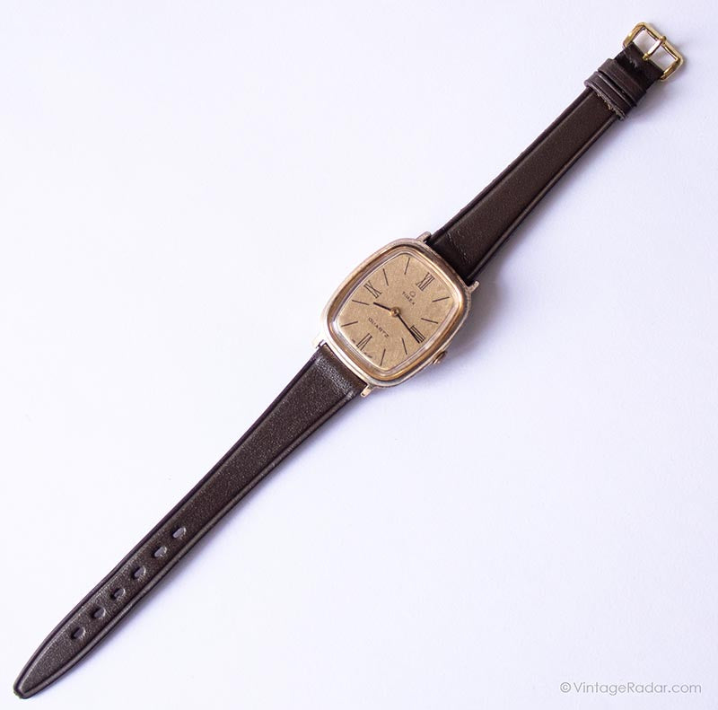 Vintage Rectangular Timex Watch | Cream Dial Watch with Roman Numerals ...