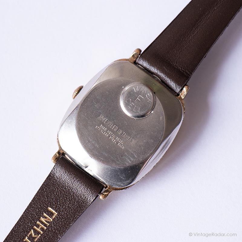 Vintage Rectangular Timex Watch | Cream Dial Watch with Roman Numerals ...