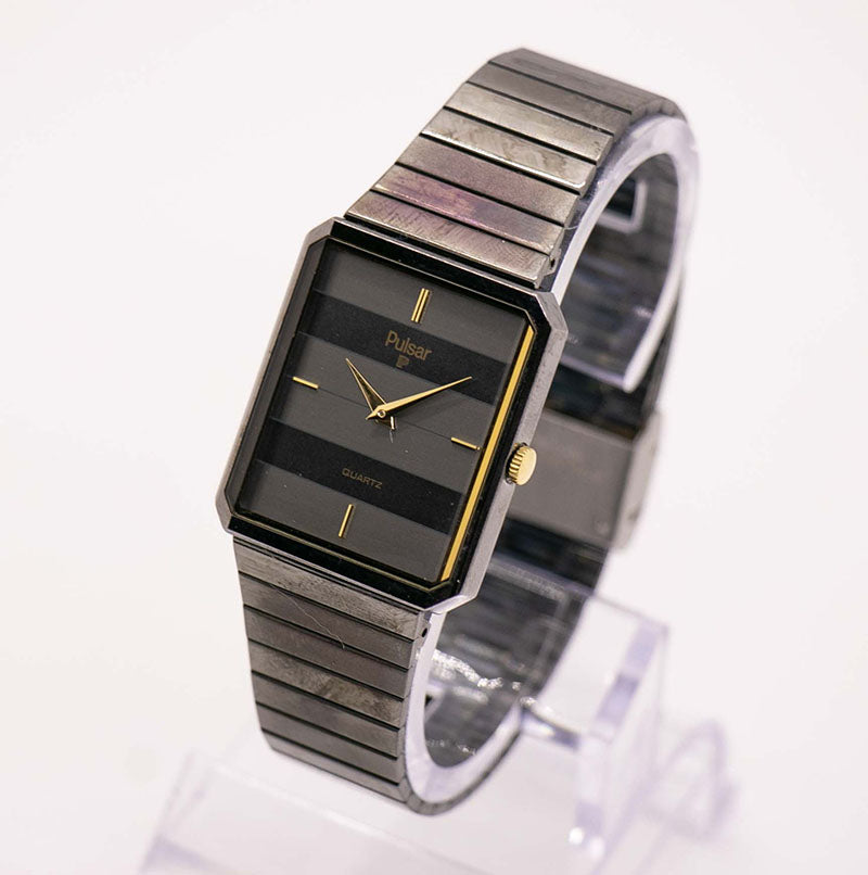 Vintage Square-Dial Black Pulsar Watch | Elegant Unisex Japan Quartz ...