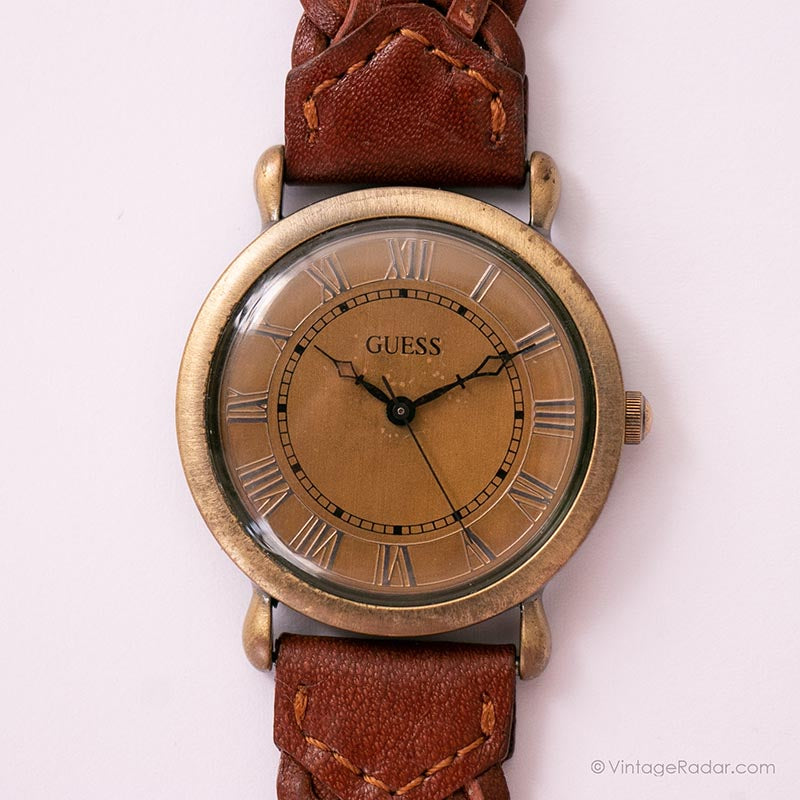 Vintage GUESS Braided Leather Strap Watch | Japan Quartz Watch by GUES ...