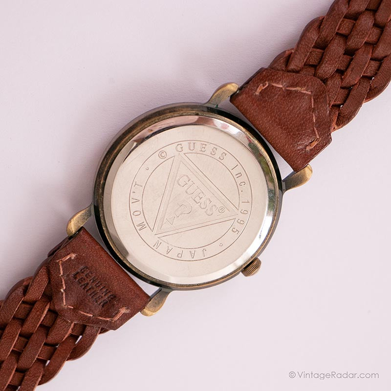 Vintage GUESS Braided Leather Strap Watch | Japan Quartz Watch by GUES ...