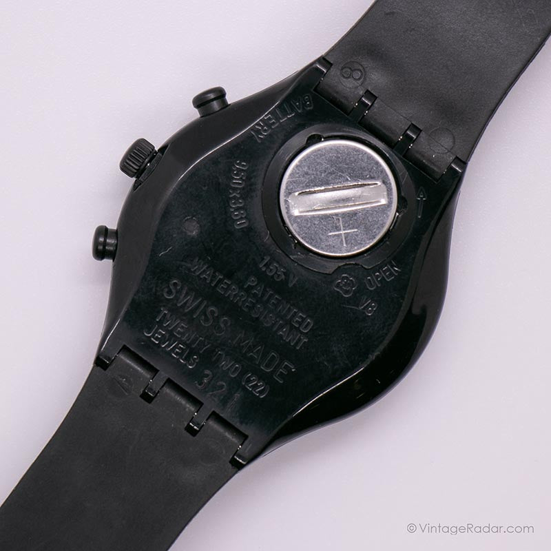 Vintage 1993 Swatch SCB110 MOON SHADOW Watch | Black Swatch Chrono ...