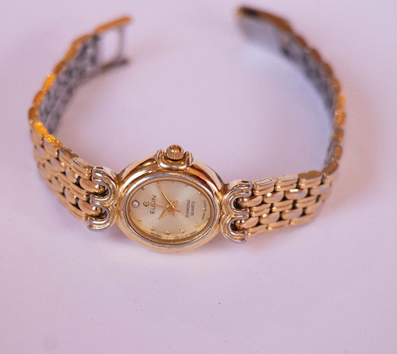 Elgin Diamond Quartz Watch for Women | Vintage Ladies Dress Watch ...