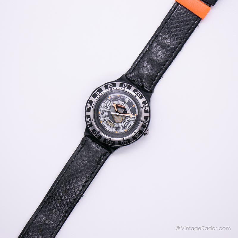 1994 Swatch SDB104 SQUIGGLY Watch | Silver and Black Swatch Scuba ...