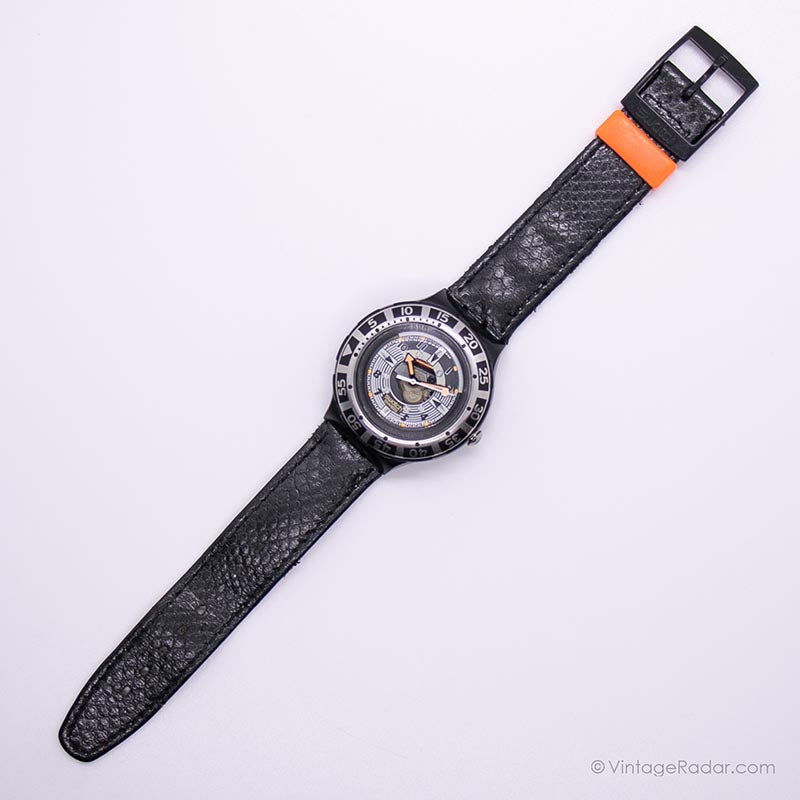 1994 Swatch SDB104 SQUIGGLY Watch | Silver and Black Swatch Scuba ...