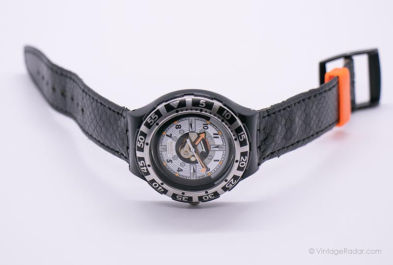 1994 Swatch SDB104 SQUIGGLY Watch | Silver and Black Swatch Scuba ...