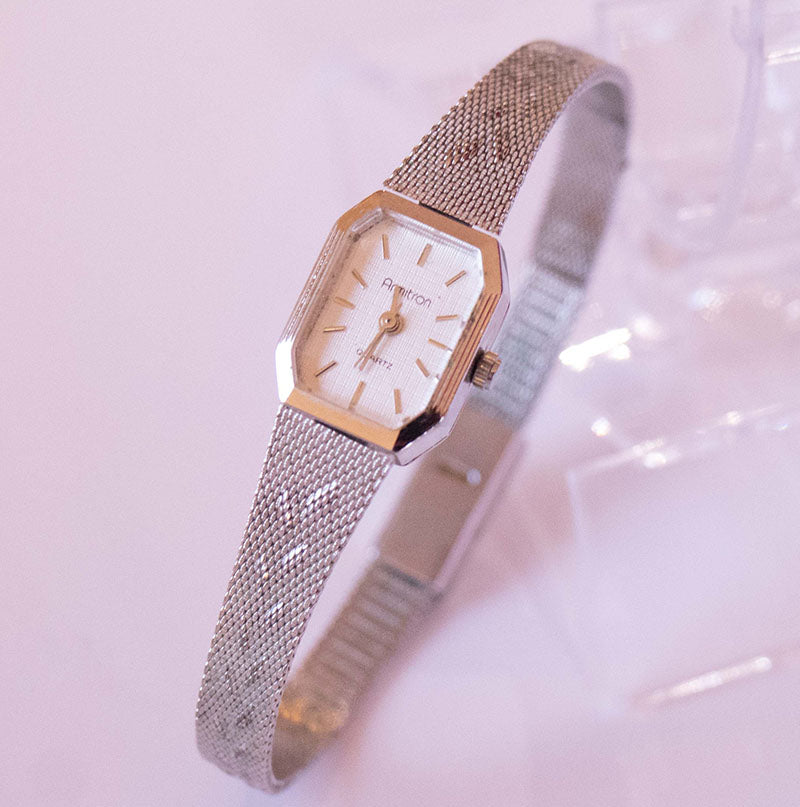 Minimalist Square Armitron Quartz Watch | Tiny Silver Ladies Watch ...