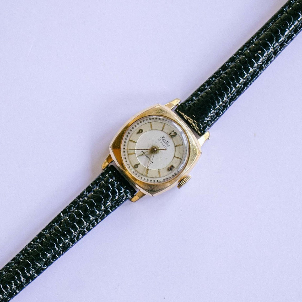 Vintage ZentRa Square-Dial Watch | Art Deco Inspired Gold-tone Watch ...