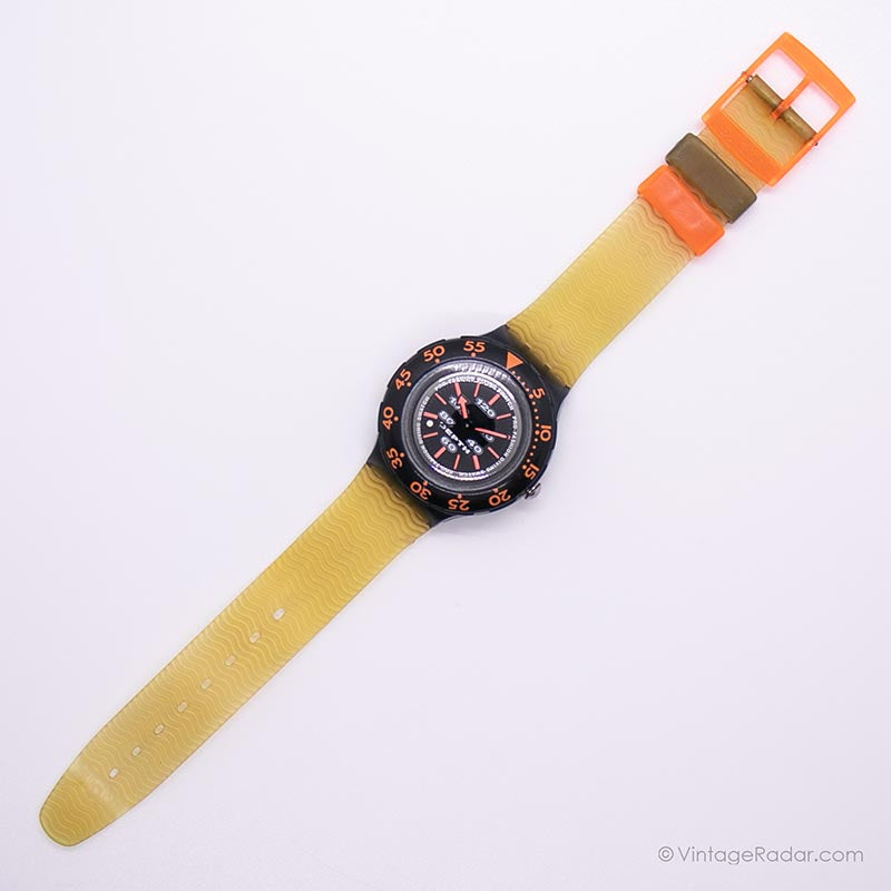 1994 Swatch SDM102 MORGAN Watch | 90s Vintage Black Swatch Scuba ...