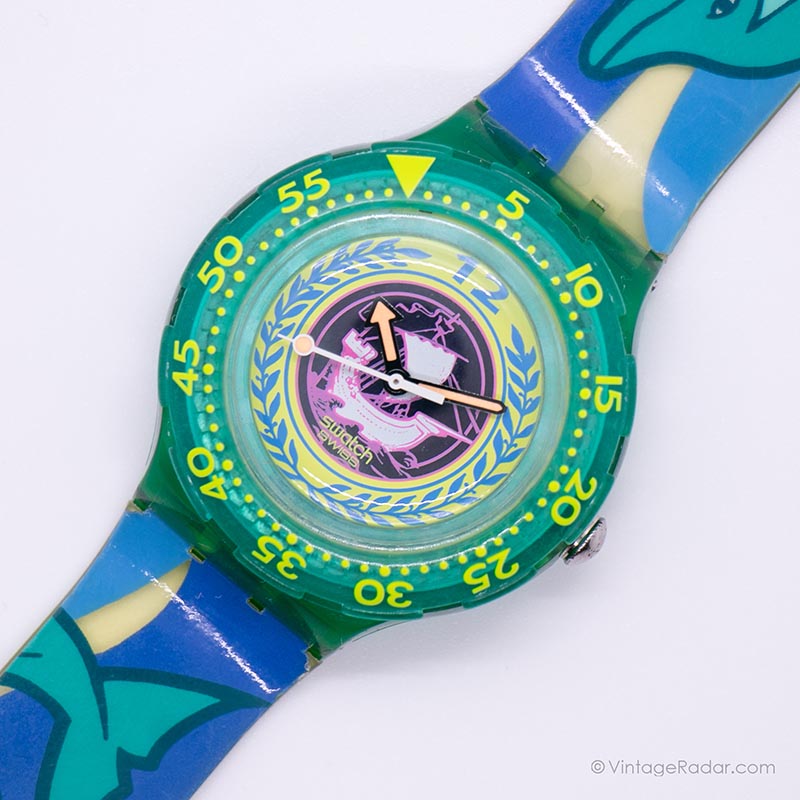 Vintage 1994 Swatch SDG105 SHIP OF GLORY Watch | Green Swatch Scuba ...