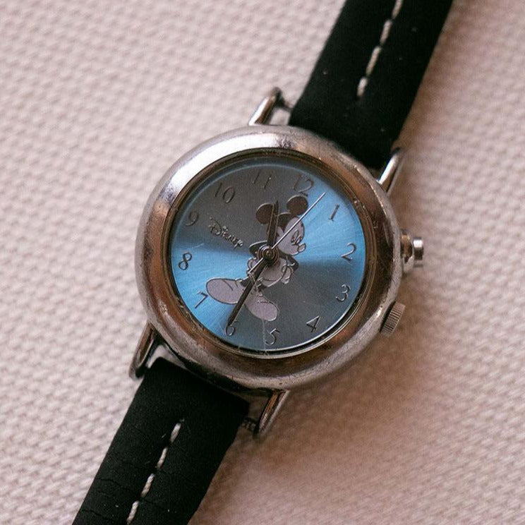 Vintage Tiny Mickey Mouse Watch with Blue Dial | Blue Disney Watch ...